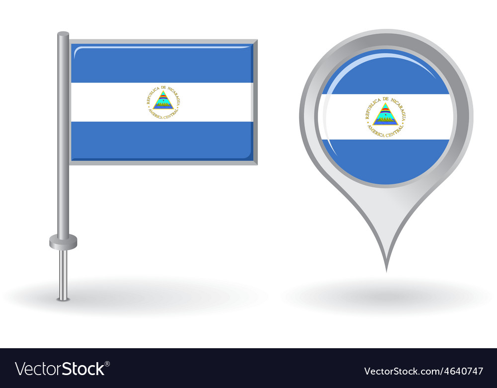 Nicaraguan pin icon and map pointer flag Vector Image