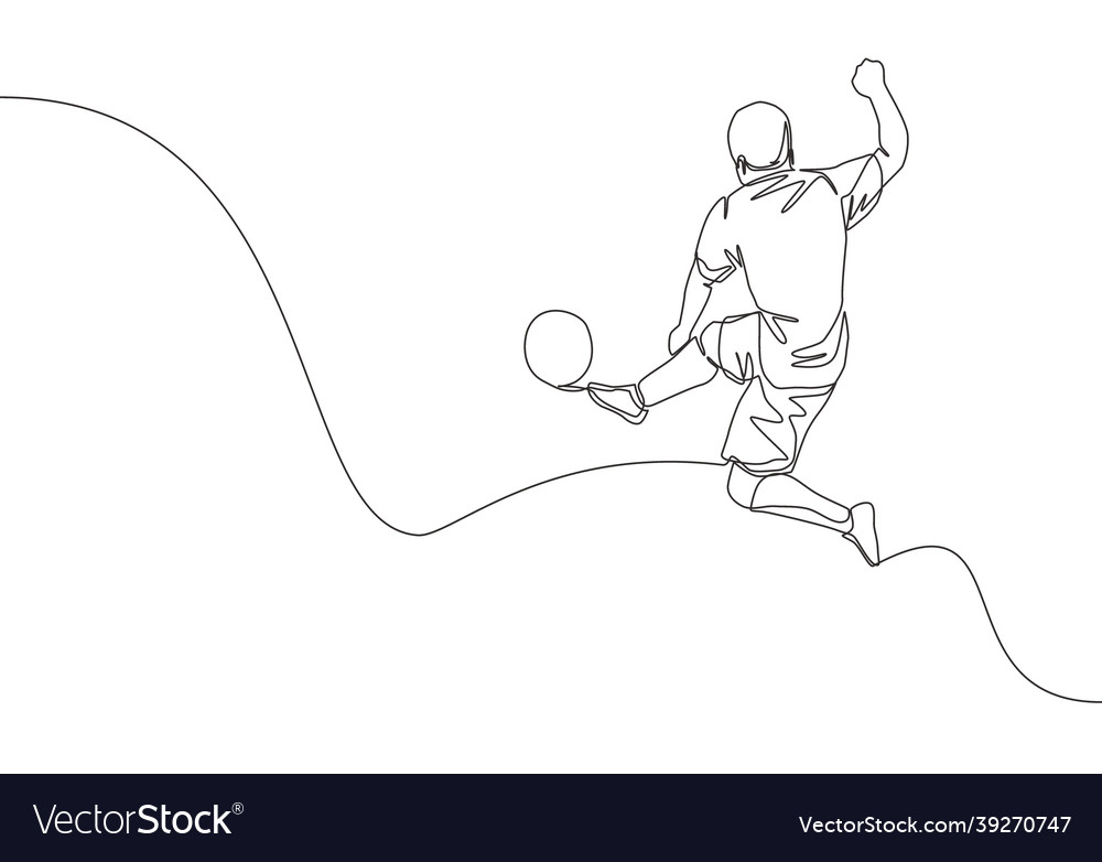 One continuous line drawing of young energetic Vector Image