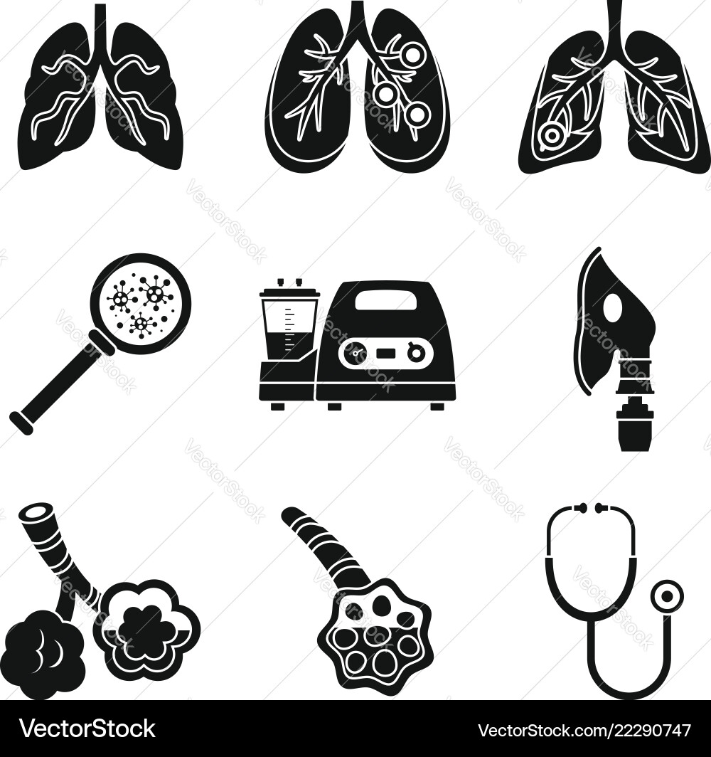 Pneumonia day icon set simple style Royalty Free Vector