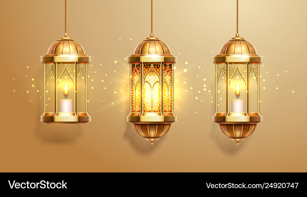 Set isolated eastern lanterns or fanous fanoos Vector Image