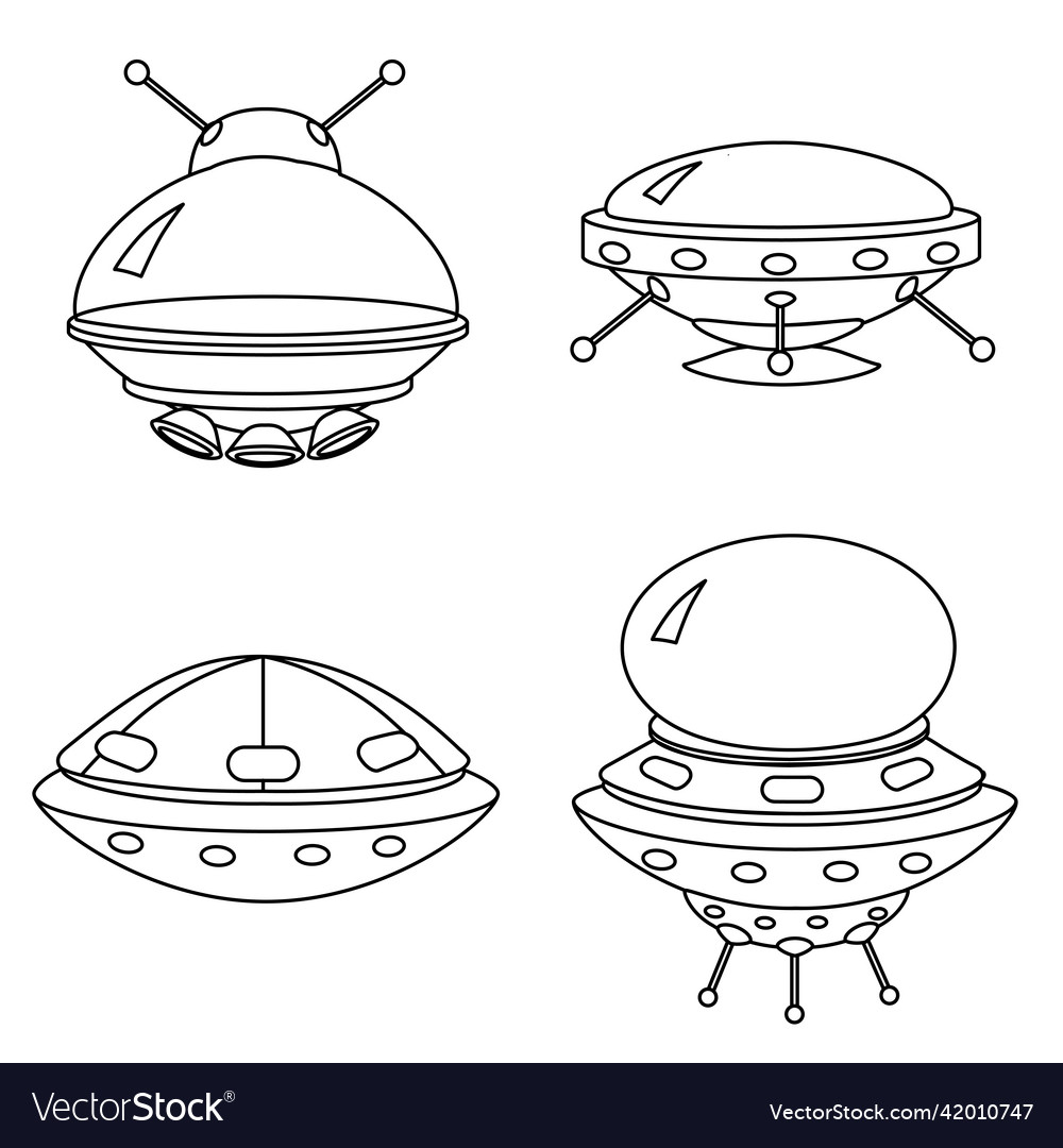 Ufo icon set spacecraft of alien outline Vector Image Ufo icon set spacecraft of alien outline Vector Image