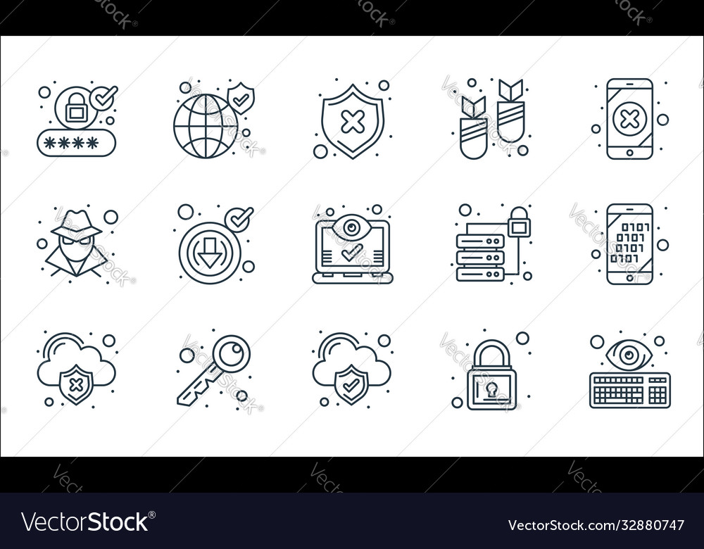 Web security line icons linear set quality line Vector Image