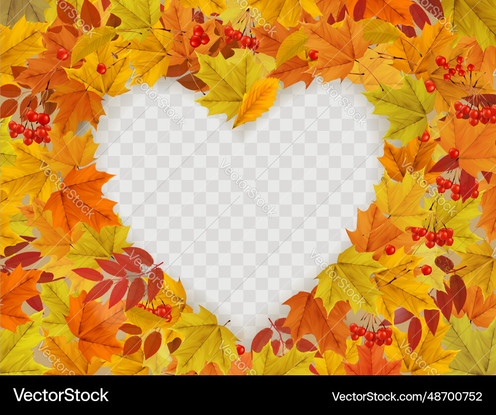 Autumn nature frame with colorful leaves Vector Image