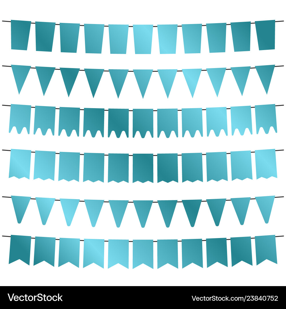 Blue flags and bunting garlands for decoration Vector Image