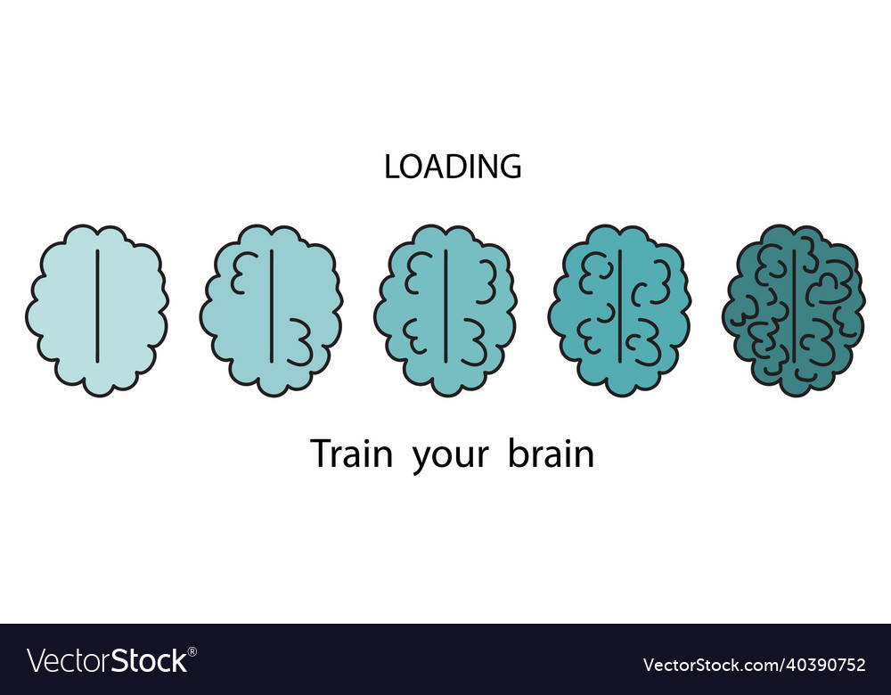 Brain icon progress logo knowledge sign train Vector Image