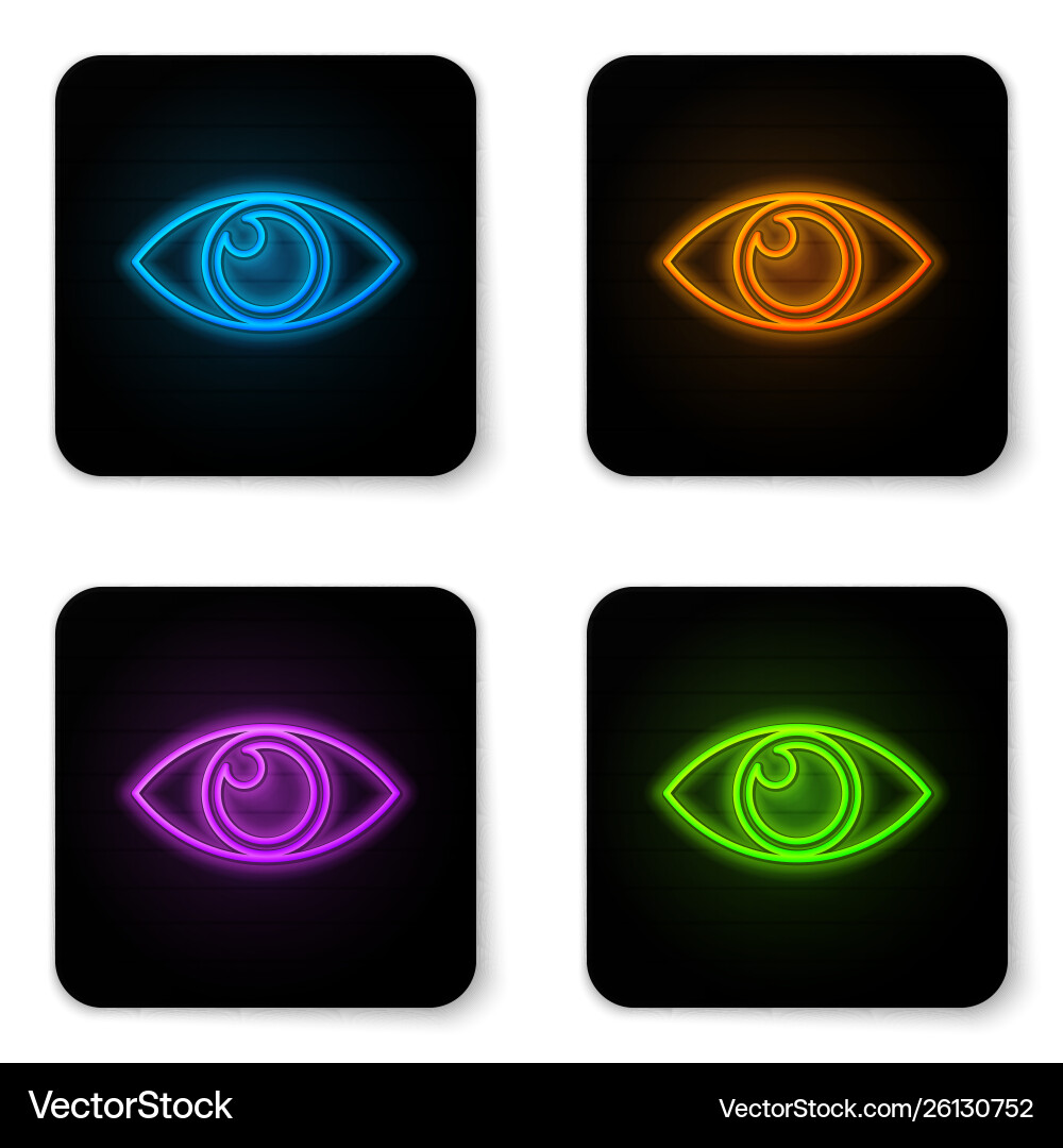 Glowing neon eye icon isolated on white Royalty Free Vector
