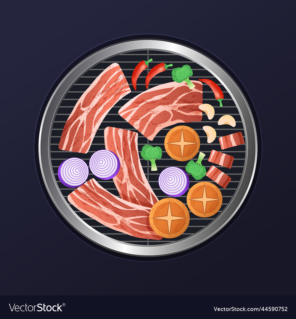 Realistic korean bbq Royalty Free Vector Image