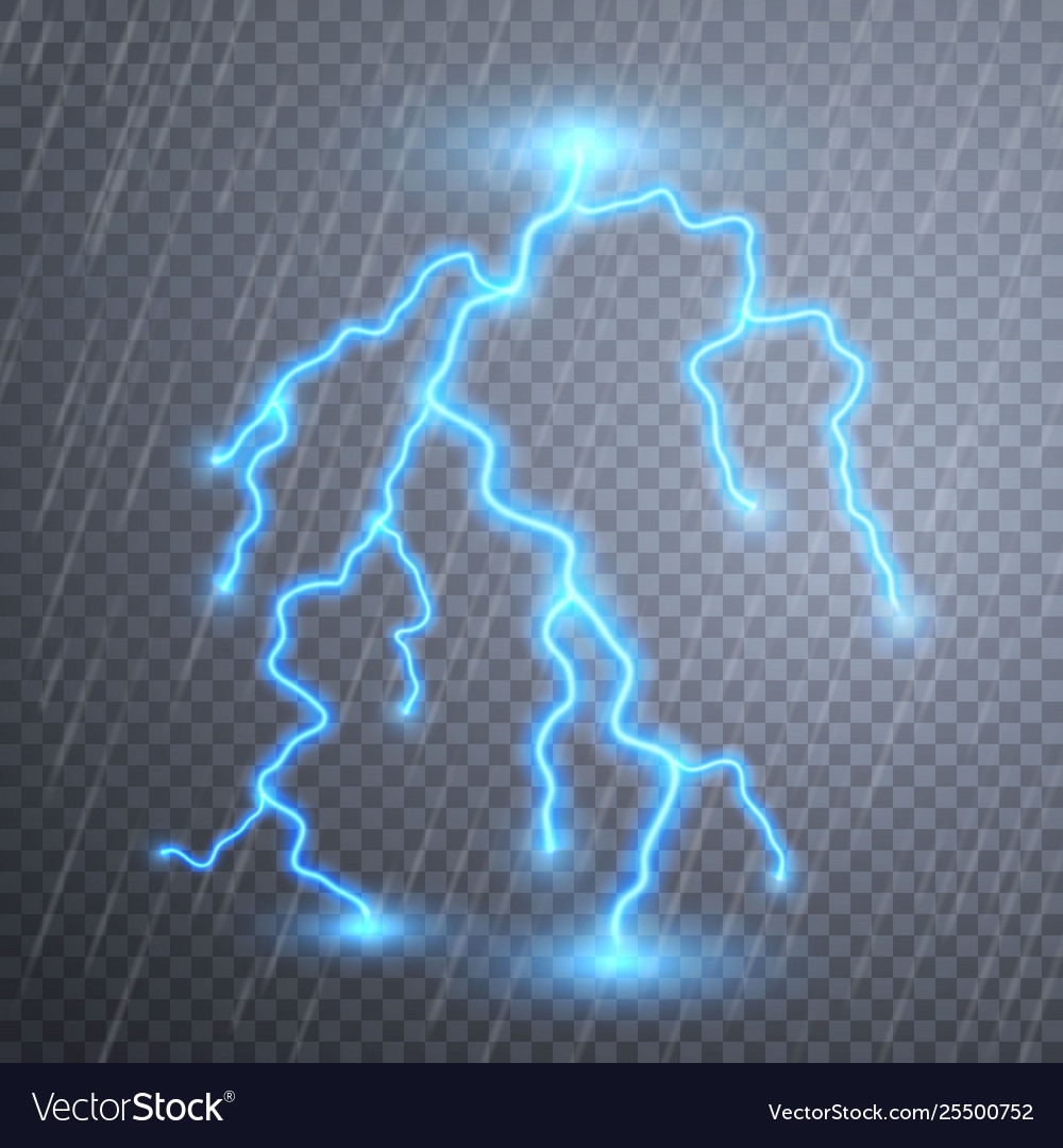 Realistic lightnings with transparency for design Vector Image Realistic lightnings with transparency for design Vector Image