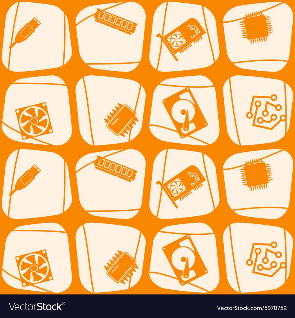 Seamless background with computer hardware Vector Image