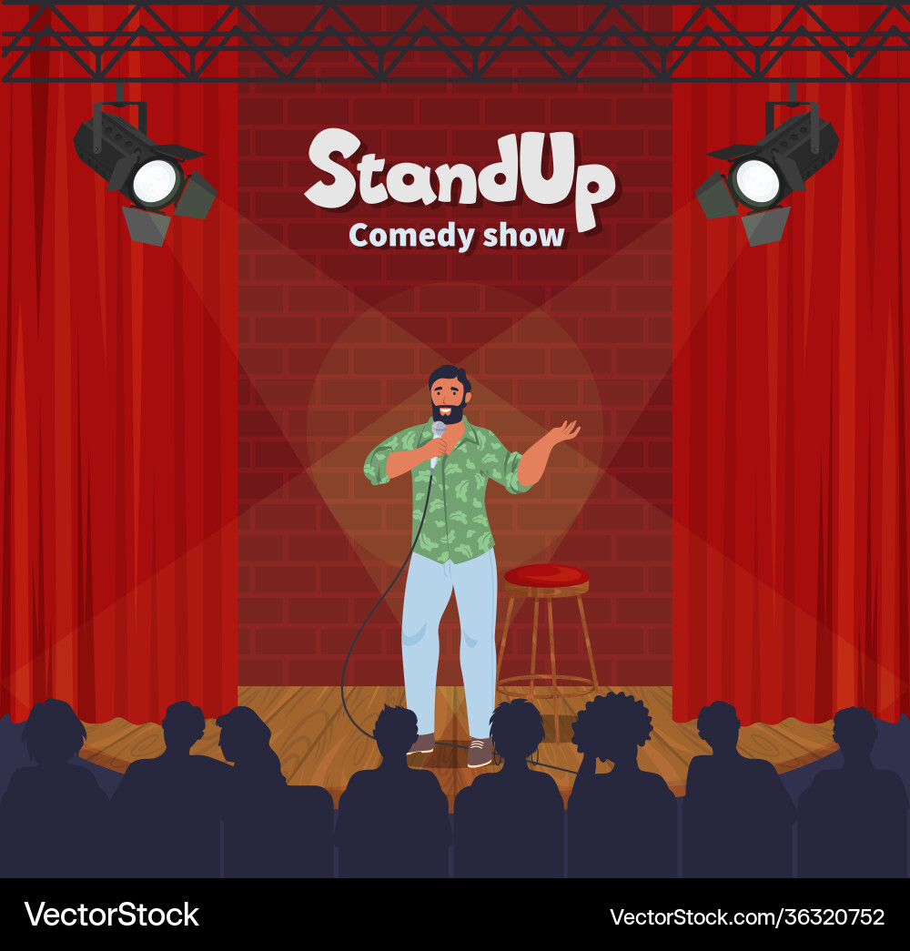 Stand up comedy show male comic telling funny Vector Image