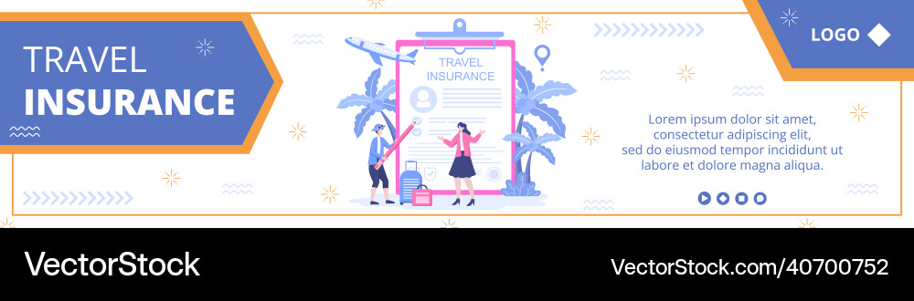 Travel insurance banner template flat design Vector Image
