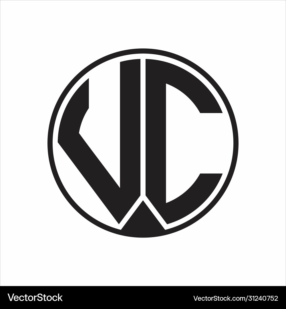 Vc logo monogram circle with piece ribbon style Vector Image