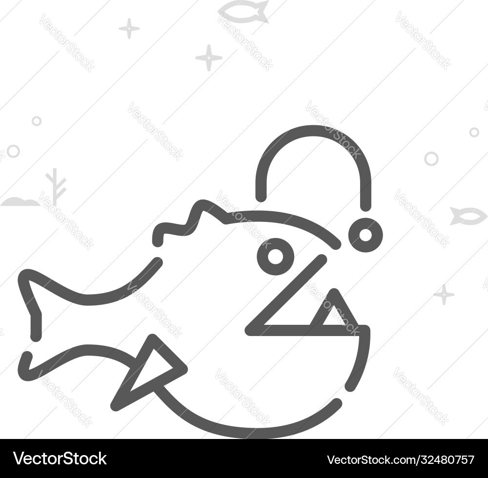 Anglerfish deep sea fish line icon symbol Vector Image