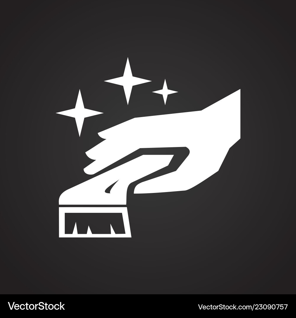 Cleaning hand with brush icon on white background Vector Image