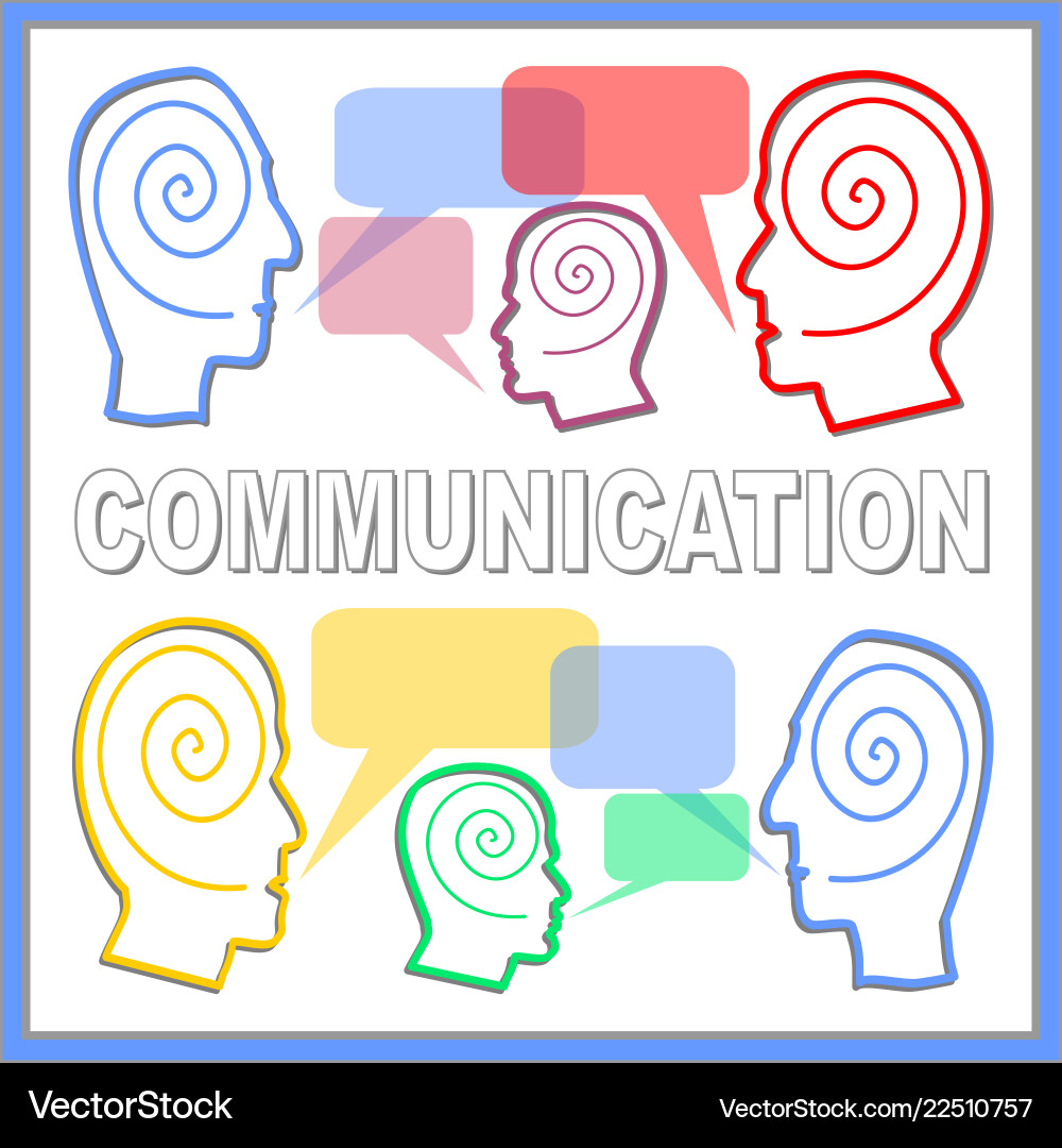 Communication banner with people heads line Vector Image