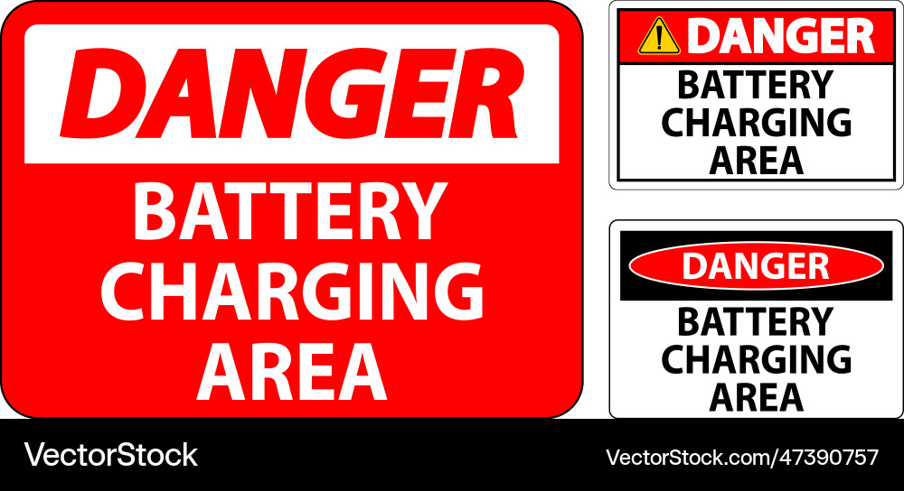 Danger sign battery charging area on white Vector Image