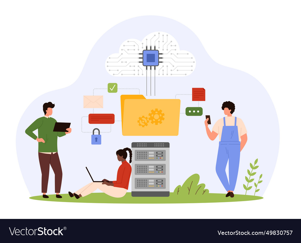 Data System Infrastructure Cloud Storage Tiny Vector Image