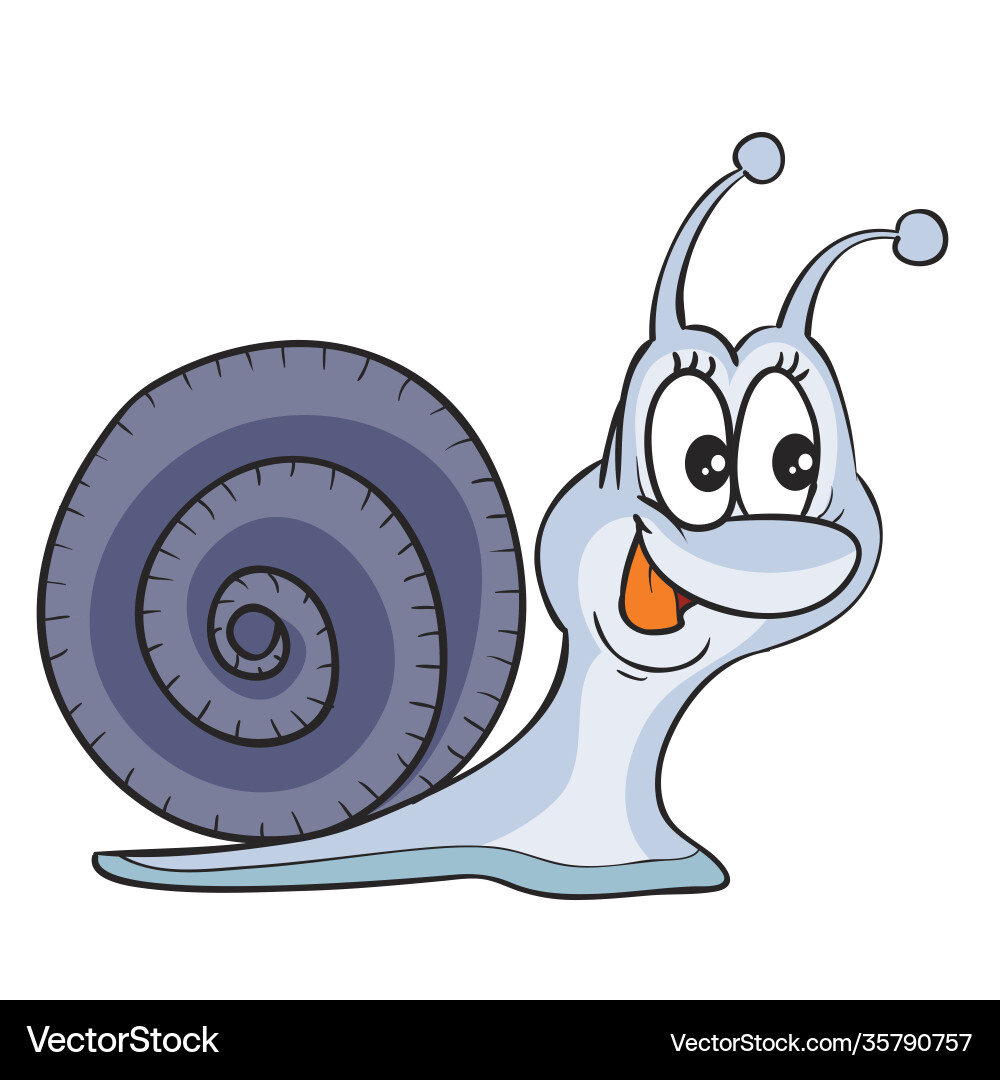 Funny snail character cartoon isolated object Vector Image