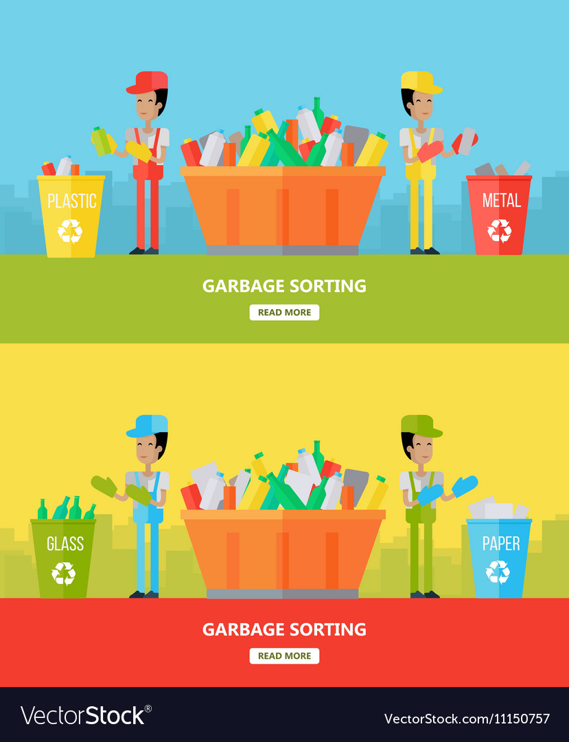 Garbage sorting website design template Royalty Free Vector