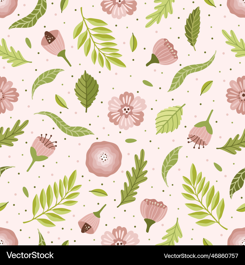 Garden flower plants botanical seamless Royalty Free Vector