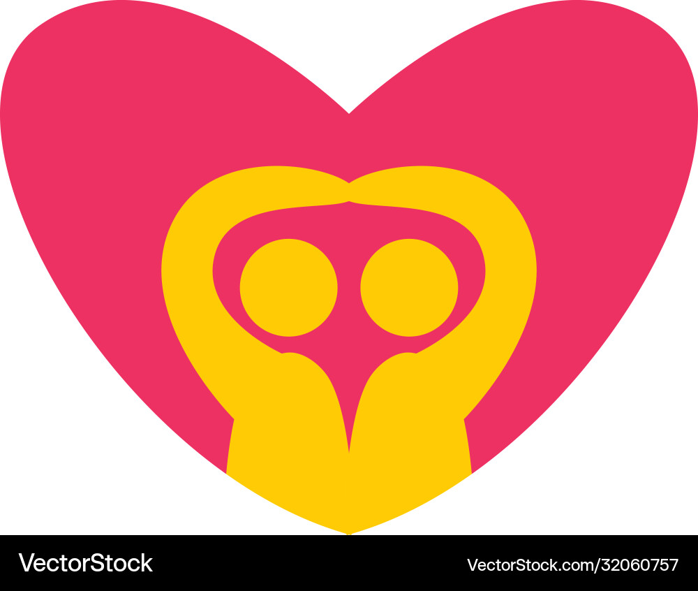 Heart with couple avatars persons flat style Vector Image