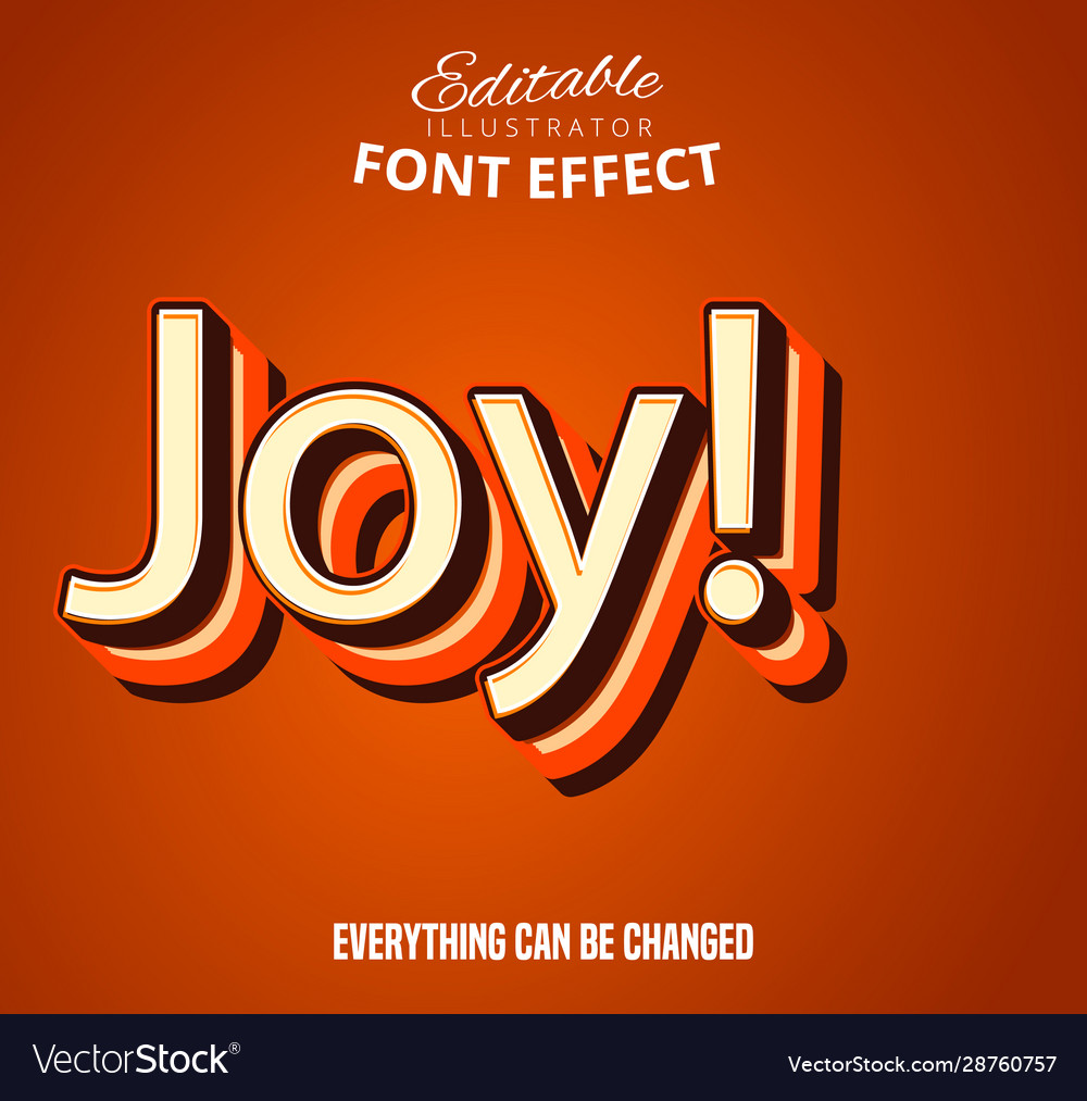 Joy text editable font effect Royalty Free Vector Image