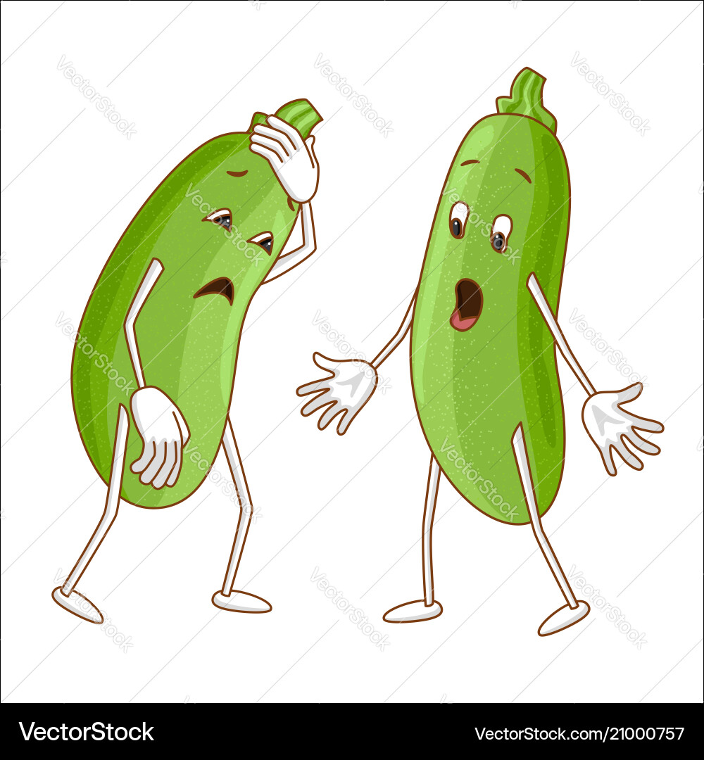 Sad and surprised emotional vegetable Royalty Free Vector