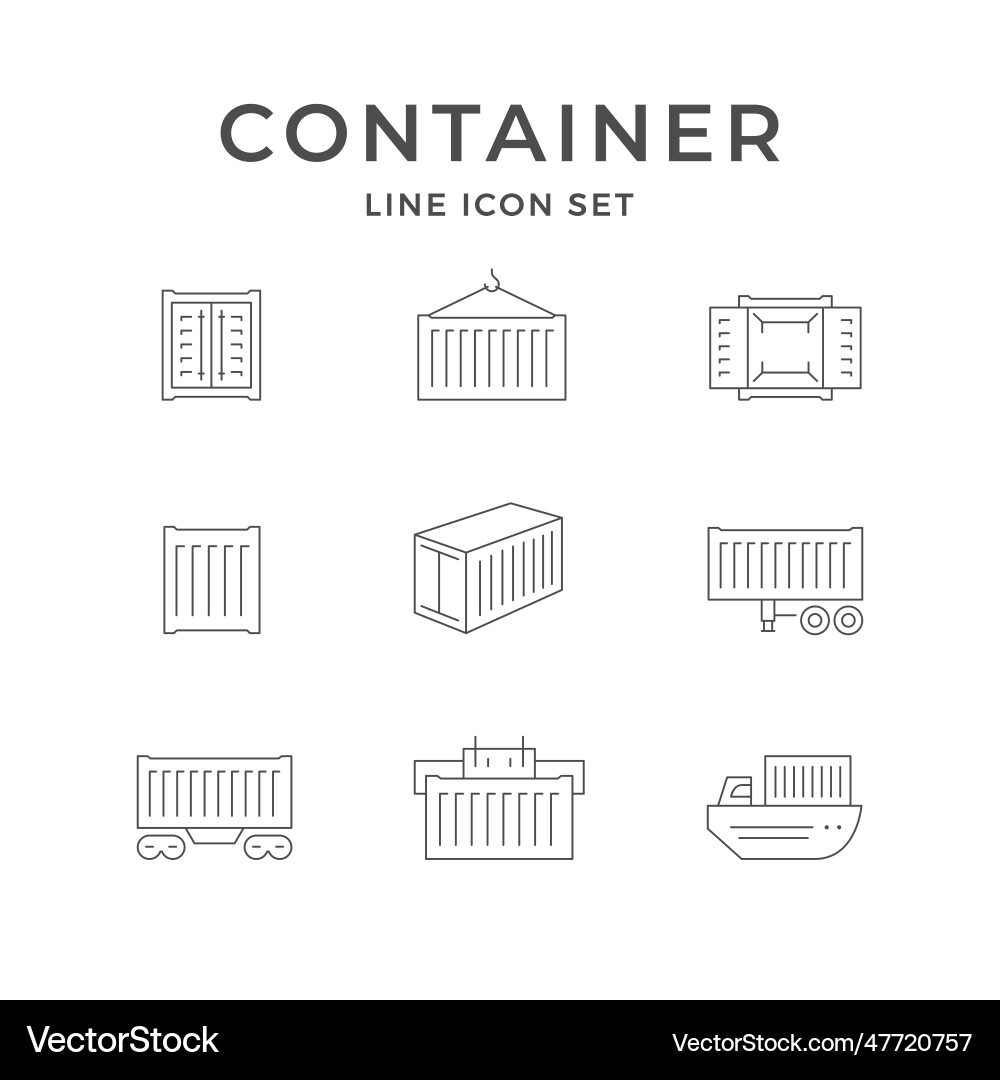 Set line icons of cargo container Royalty Free Vector Image
