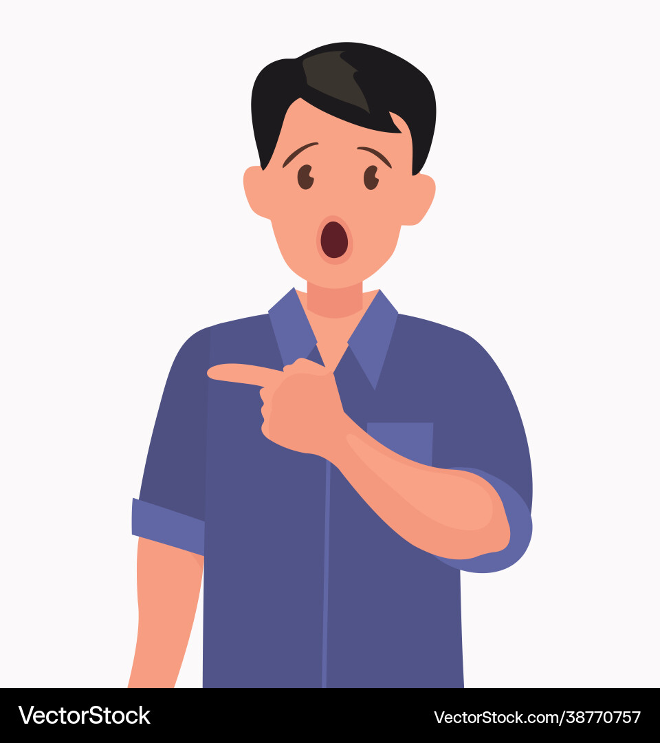 Surprised man points to something element for an Vector Image