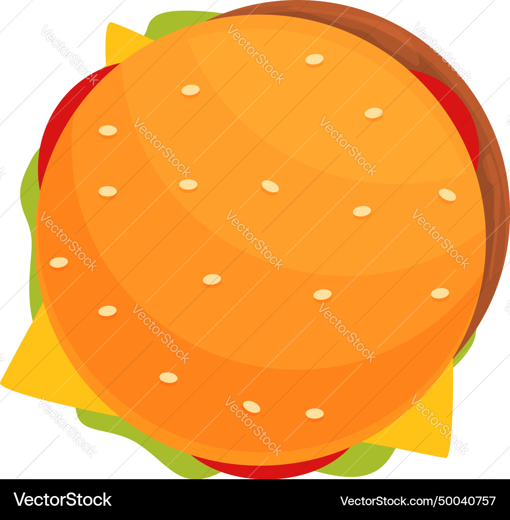 Top view burger icon cartoon beef party Royalty Free Vector