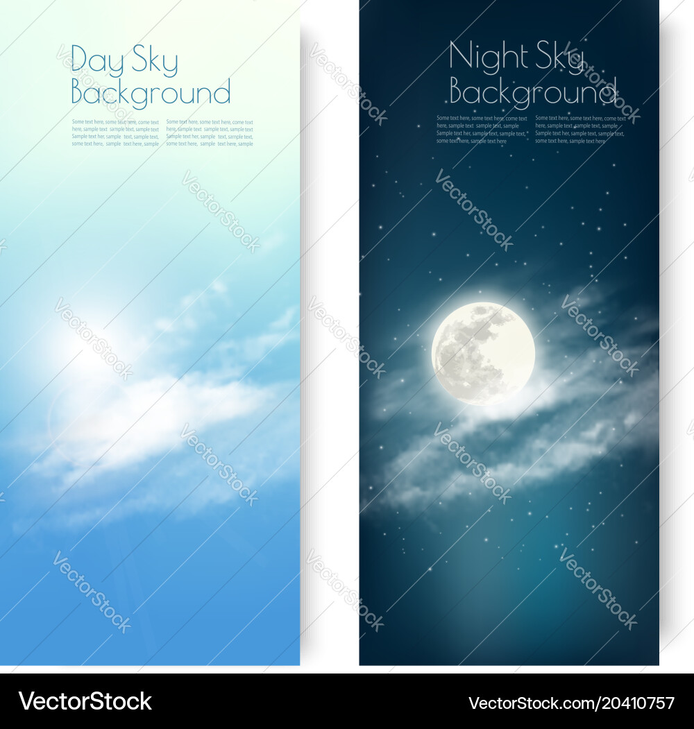 Two contrasting sky banners - day and night Vector Image