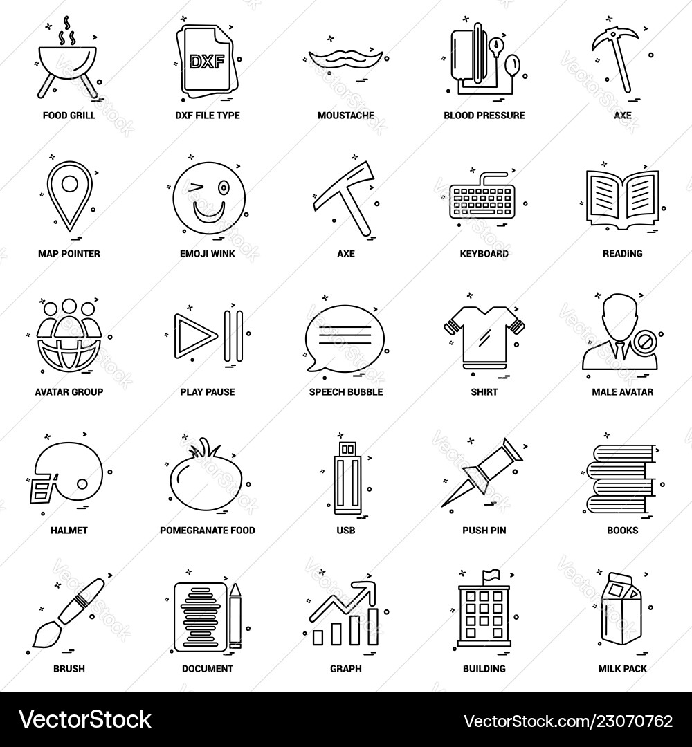 25 business concept mix line icon set Royalty Free Vector