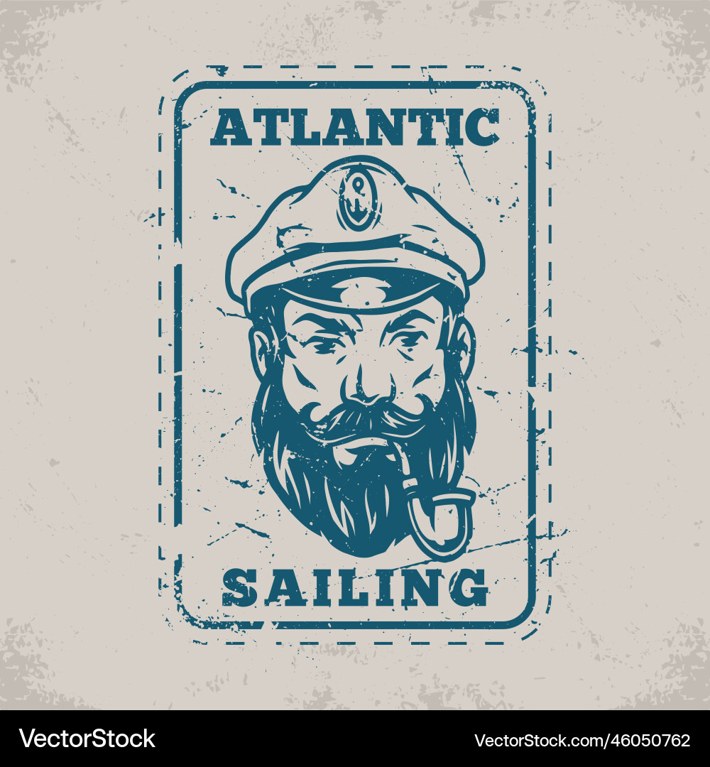 Atlantic sailing vintage emblem monochrome Vector Image