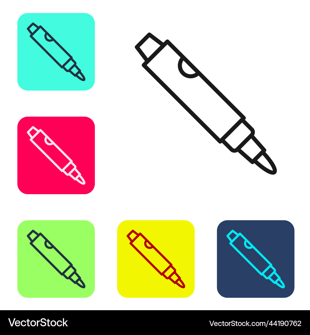 Black line marker pen icon isolated on white Vector Image