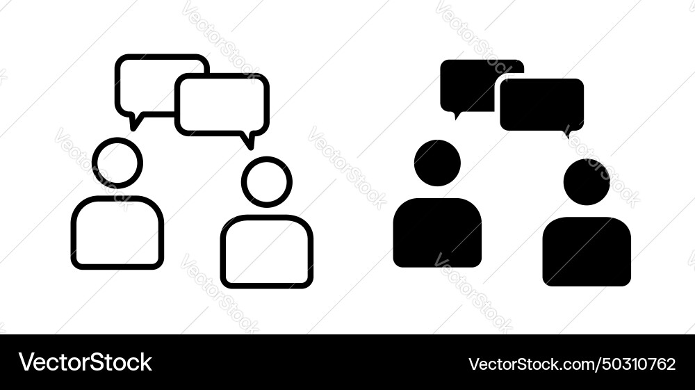 Conversation icon set talk people desk symbol Vector Image