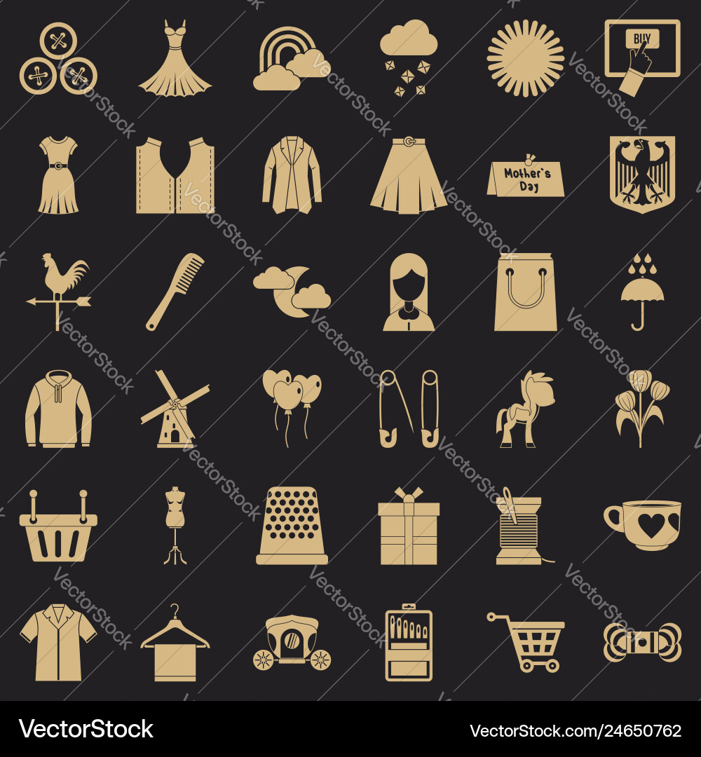 Dress icons set simple style Royalty Free Vector Image