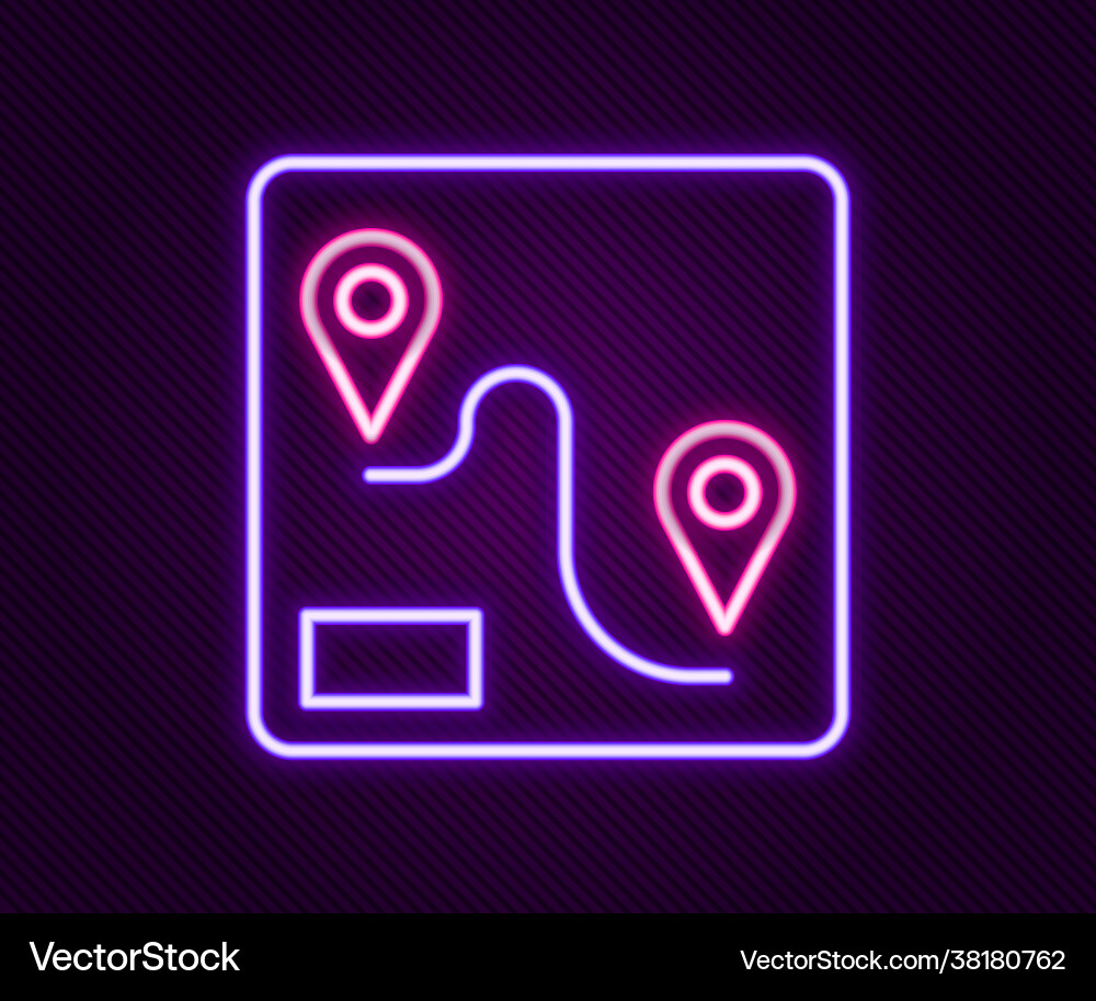 Glowing neon line route location icon isolated Vector Image