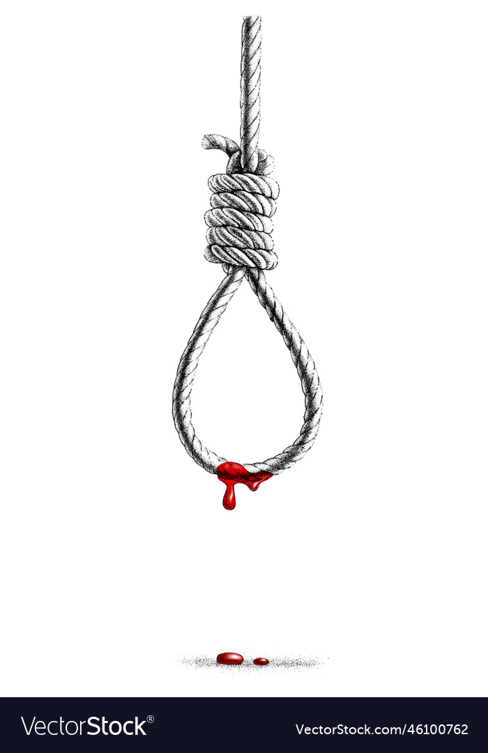 Hangman noose with drops of blood by hand drawn Vector Image