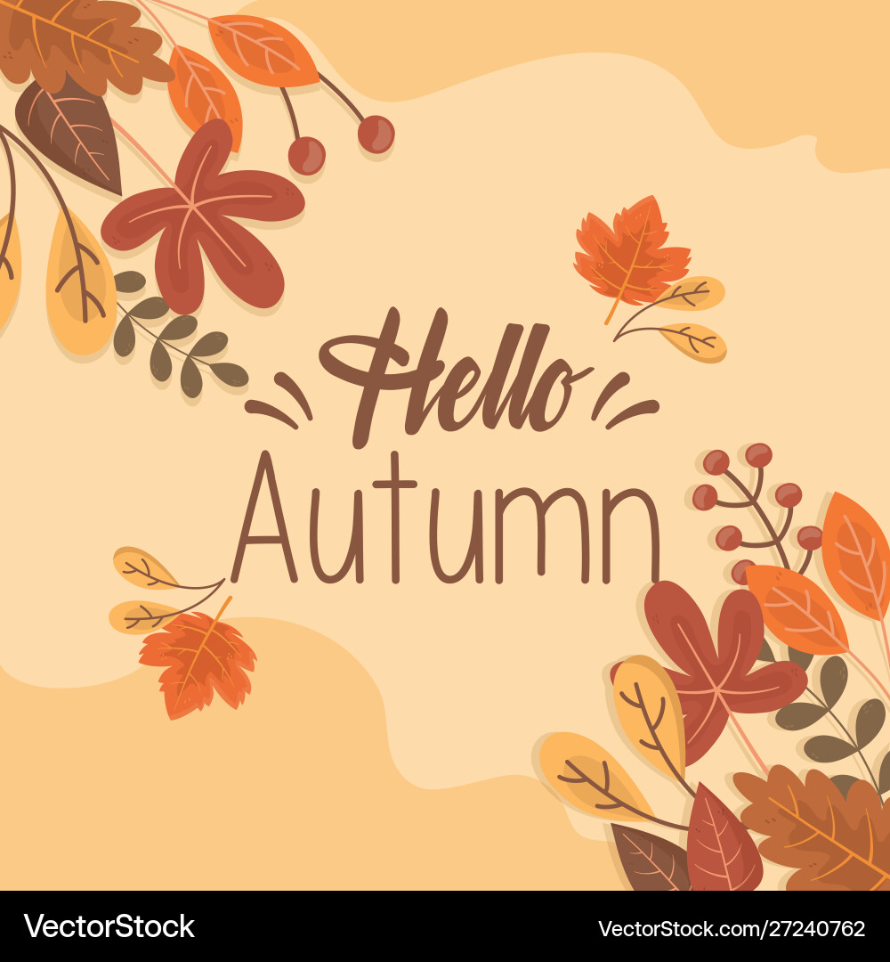 Hello autumn banner season design Royalty Free Vector Image