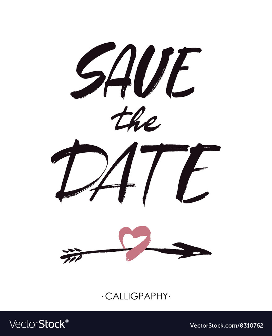 Save the date hand lettering handmade Royalty Free Vector
