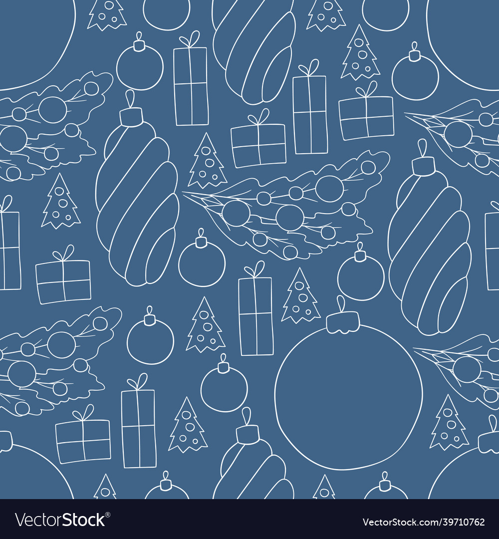 Seamless pattern christmas tree decorations Vector Image Seamless pattern christmas tree decorations Vector Image