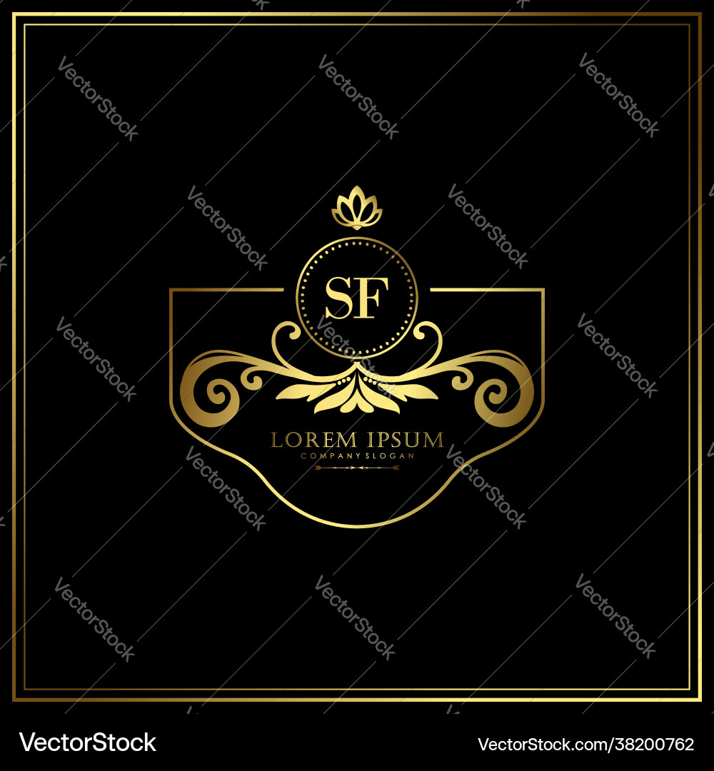 Sf initial letter luxury logo template in art Vector Image