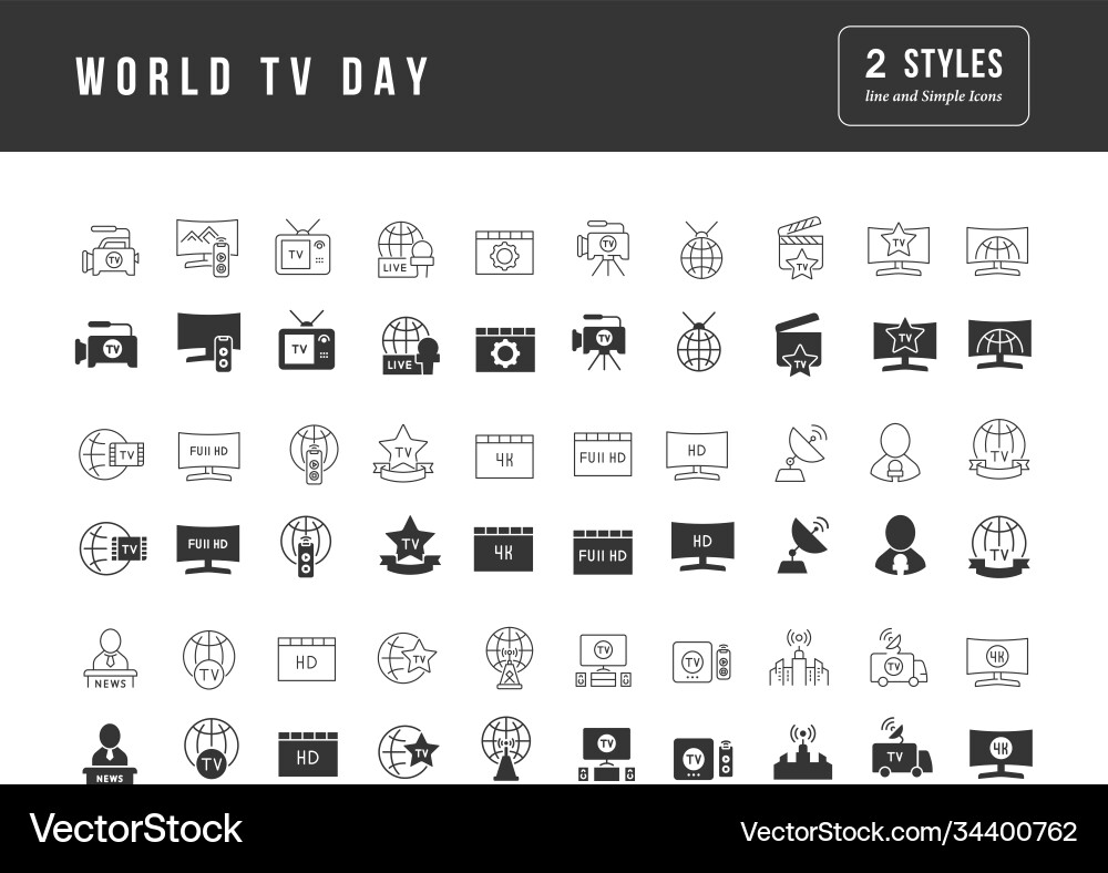 Simple icons world tv day Royalty Free Vector Image