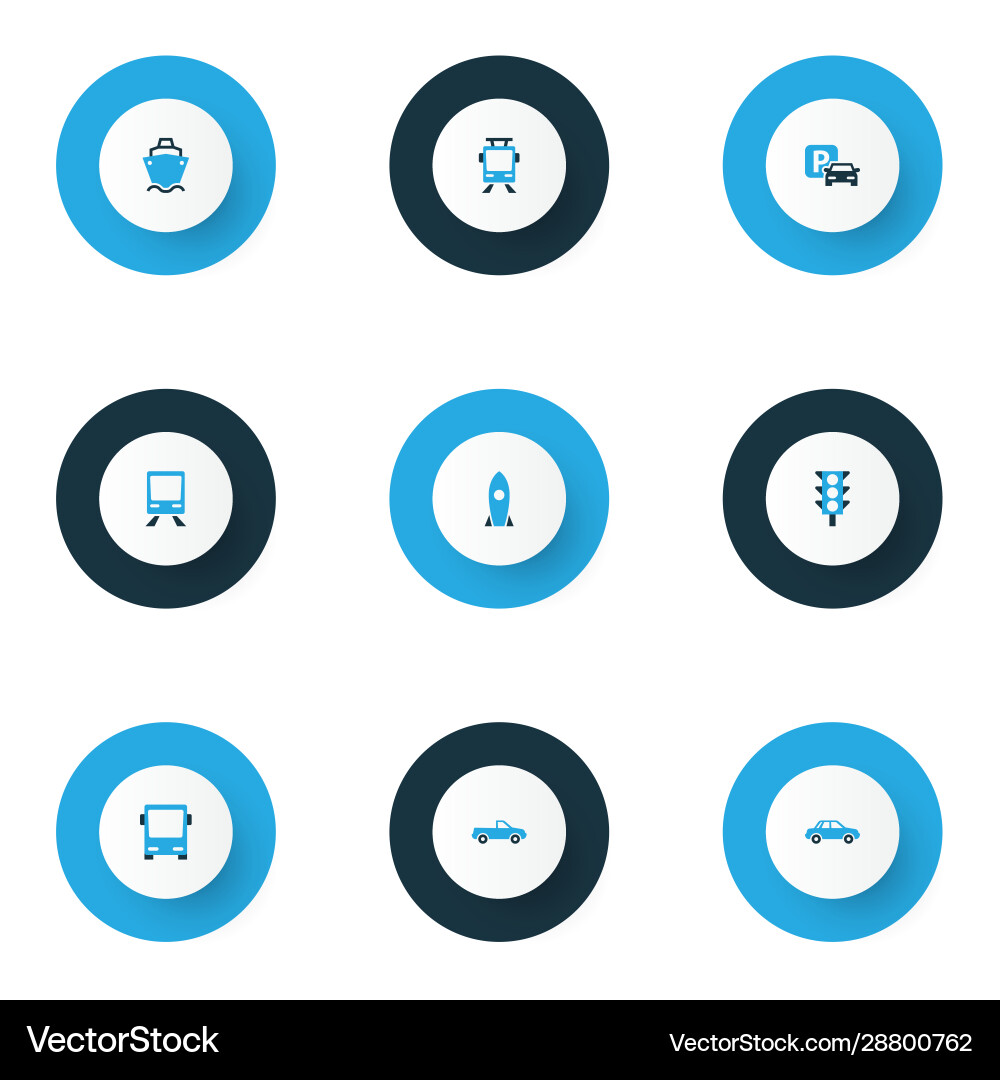 Transportation icons colored set with pickup bus Vector Image