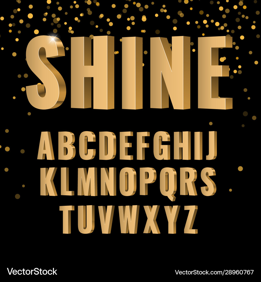 3d gold symbols alphabet Royalty Free Vector Image
