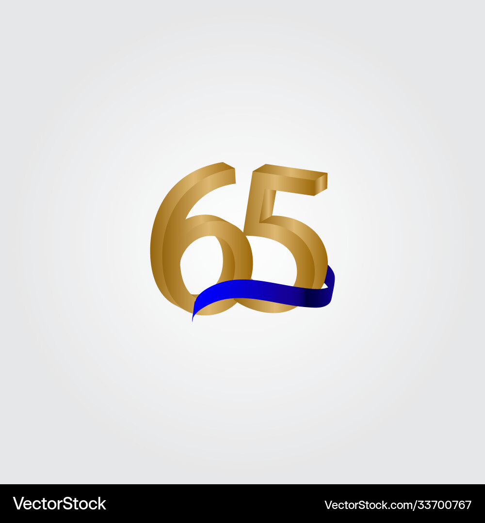 65 years anniversary celebration number gold Vector Image