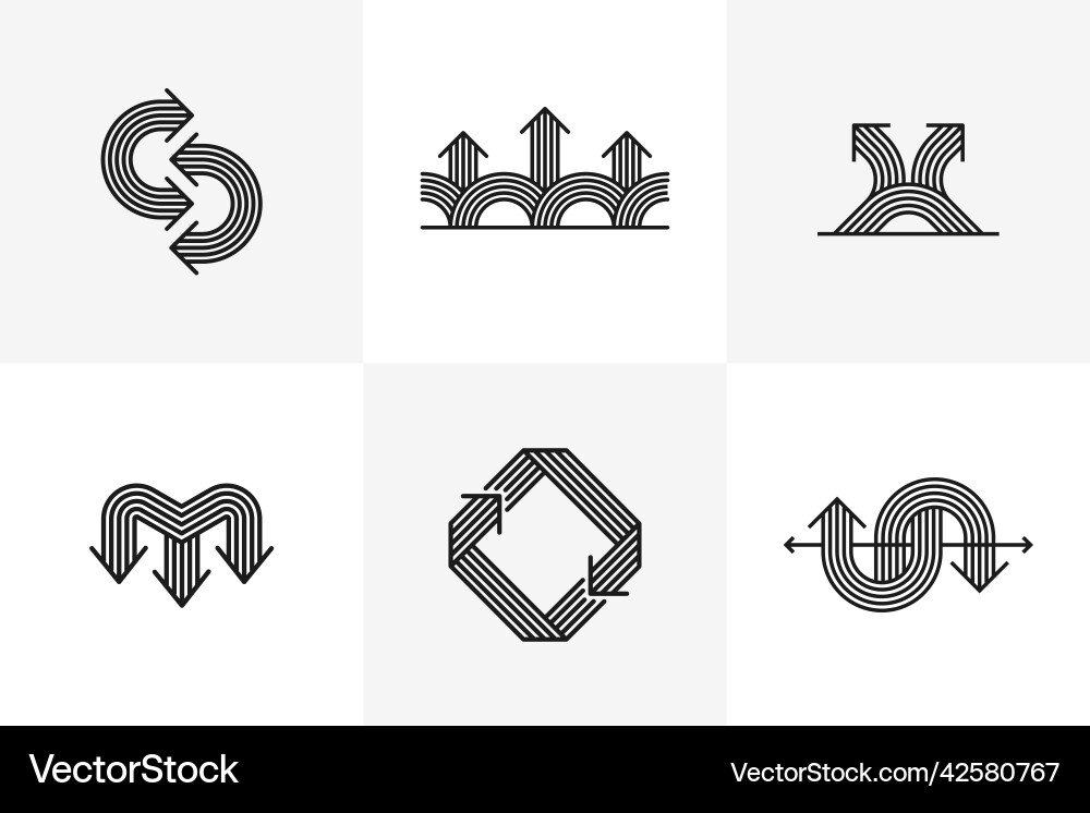 Arrow original logos set isolated pictogram Vector Image