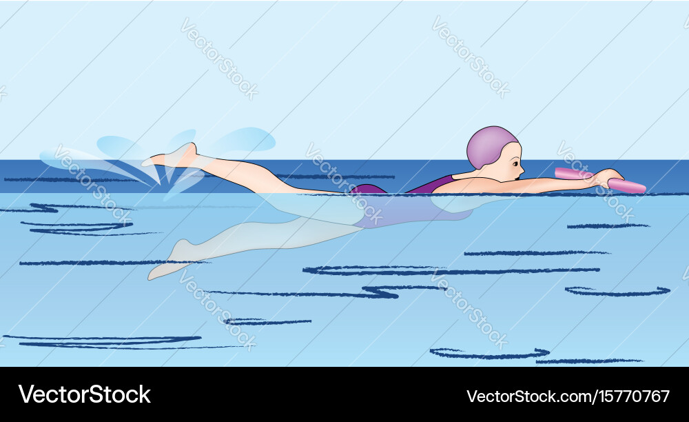Baby swims swimming lesson Royalty Free Vector Image