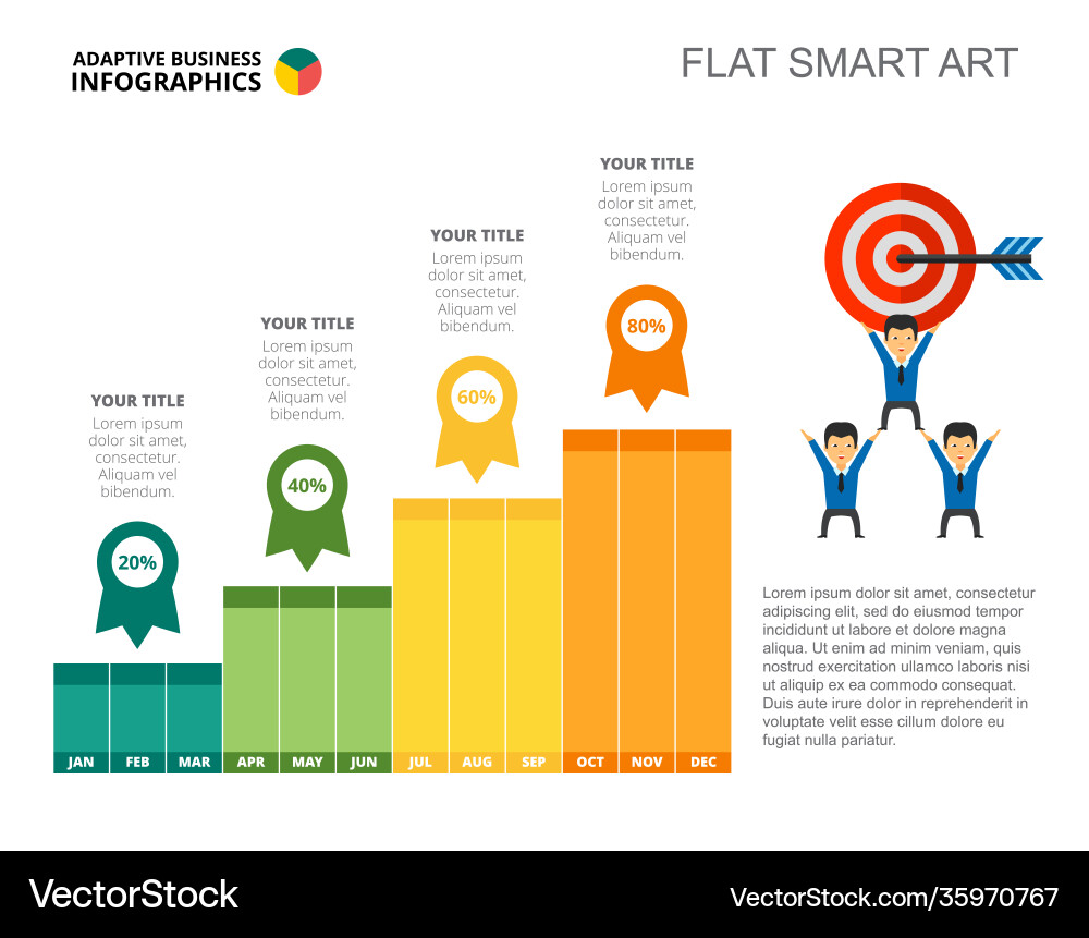 Business success bar chart slide template Vector Image