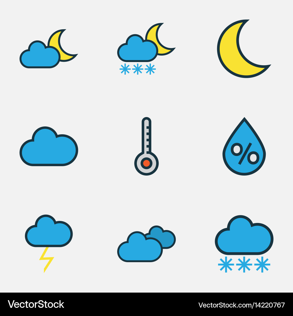 Climate colored outlines set collection of Vector Image